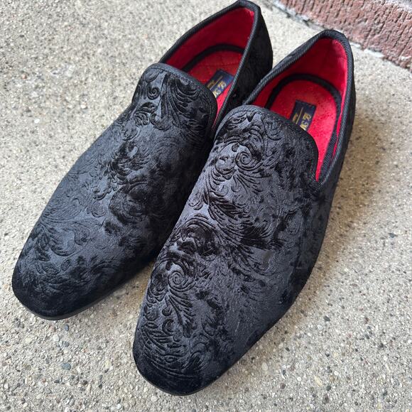 La Milano | Shoes | La Milano Black Velvet Brocade Smoking Loafers ...